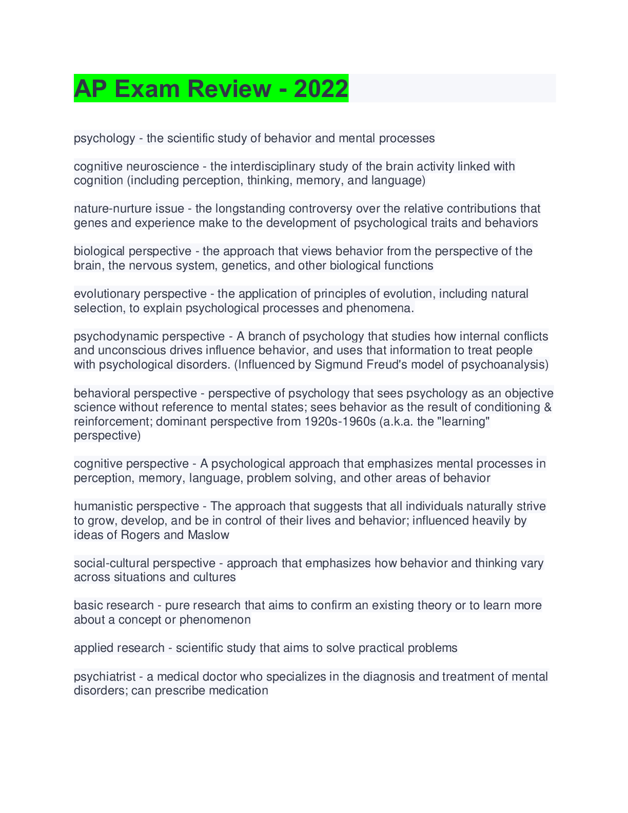 AP Exam Review - 2020 - Scholarfriends