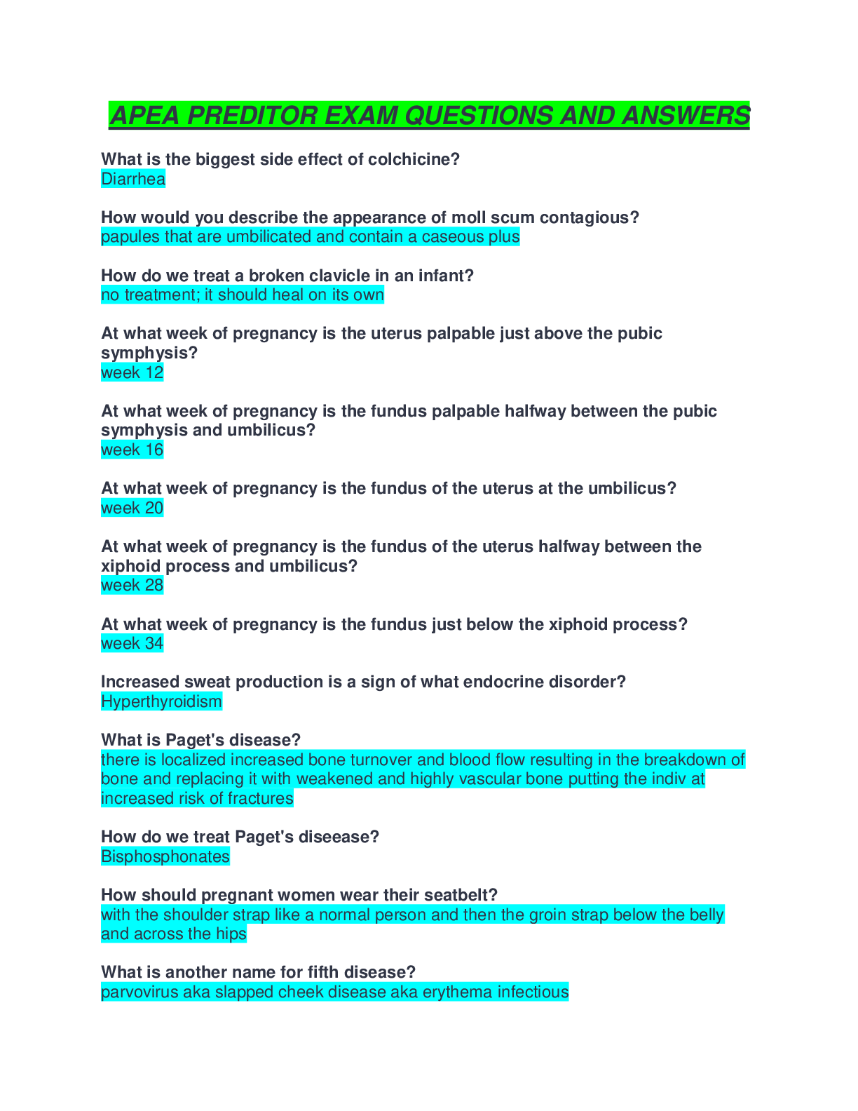 APEA PREDITOR EXAM QUESTIONS AND ANSWERS COMPLETE GUIDE FOR YPUR EXAM ...