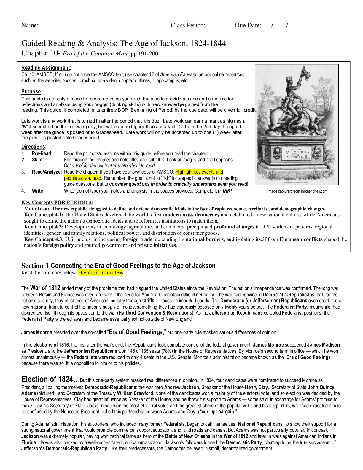 HISTORY AP US HistAPUSH Chapter 10 Guided Reading & Analysis: The Age ...