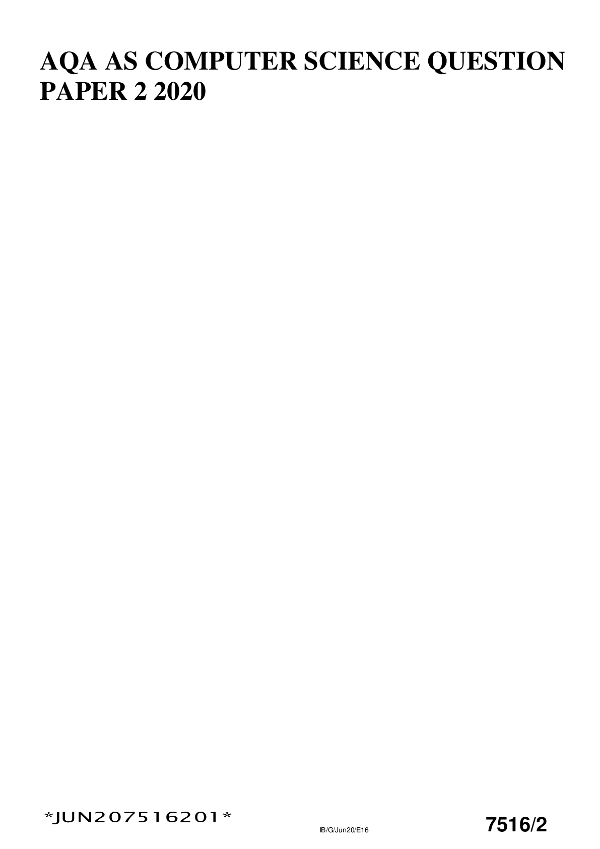 AQA AS COMPUTER SCIENCE QUESTION PAPER 2 2020 - Scholarfriends