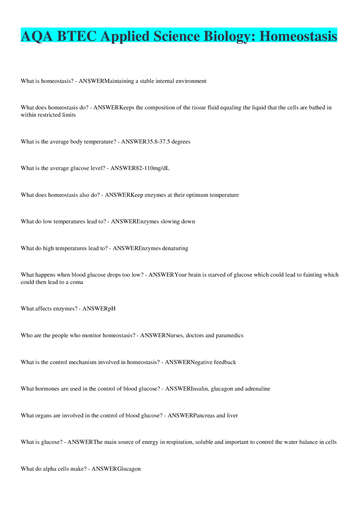 BTEC Level 3 Applied Science Unit 1 Biology - Scholarfriends