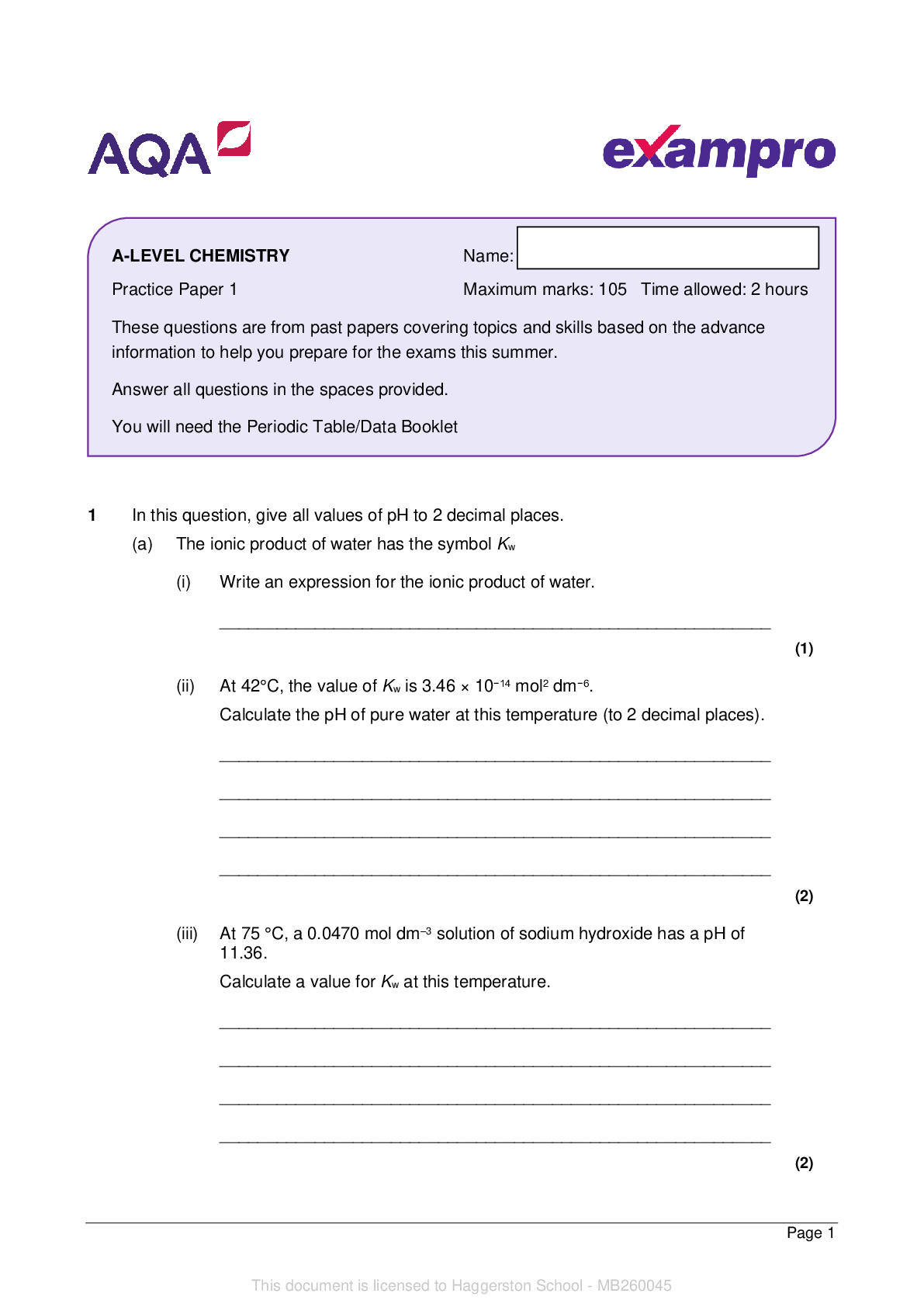 AQA_A Level Chemistry Paper 1_Question Paper & Mark Scheme_2022 ...