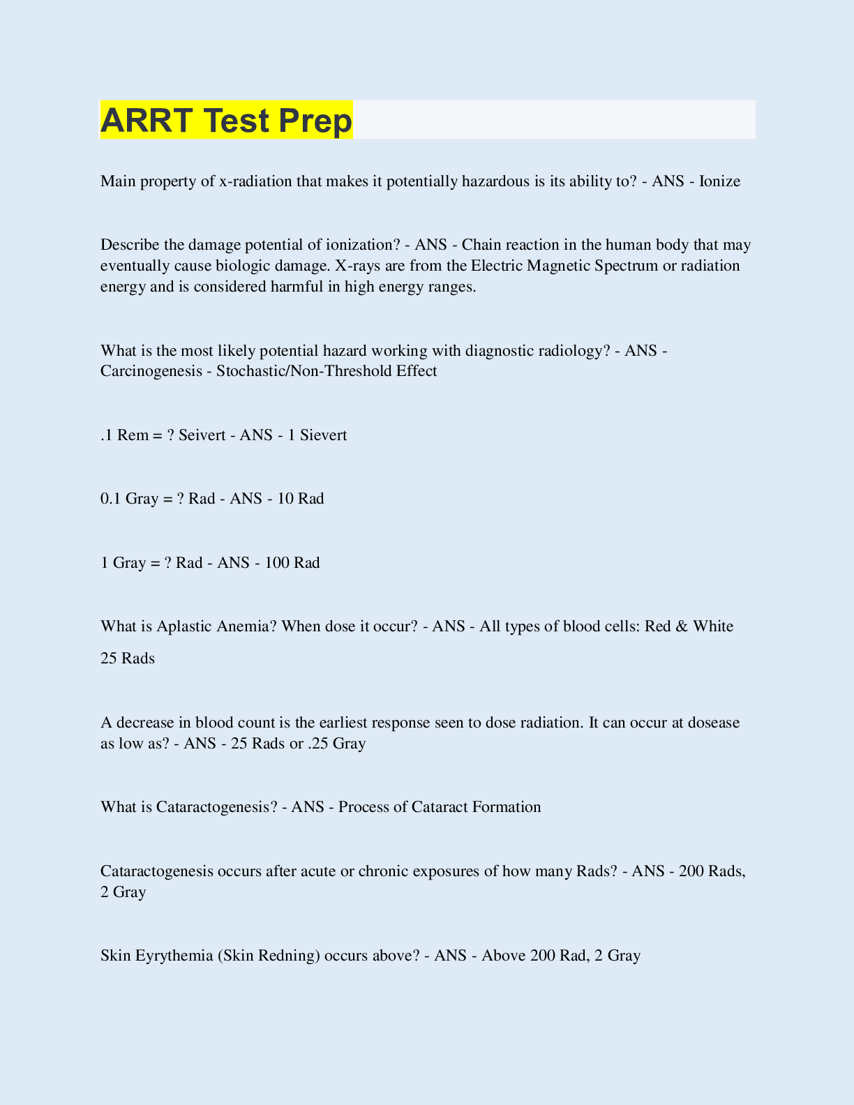 ARRT Test Prep - Scholarfriends