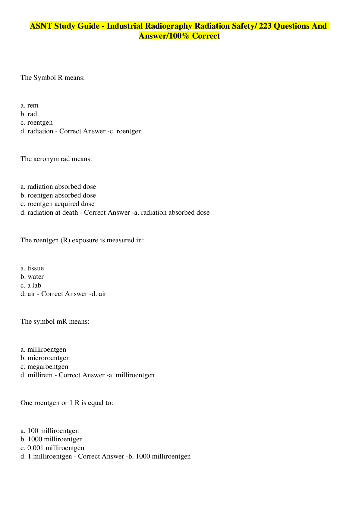 ASNT Study Guide - Industrial Radiography Radiation Safety/ 223 ...