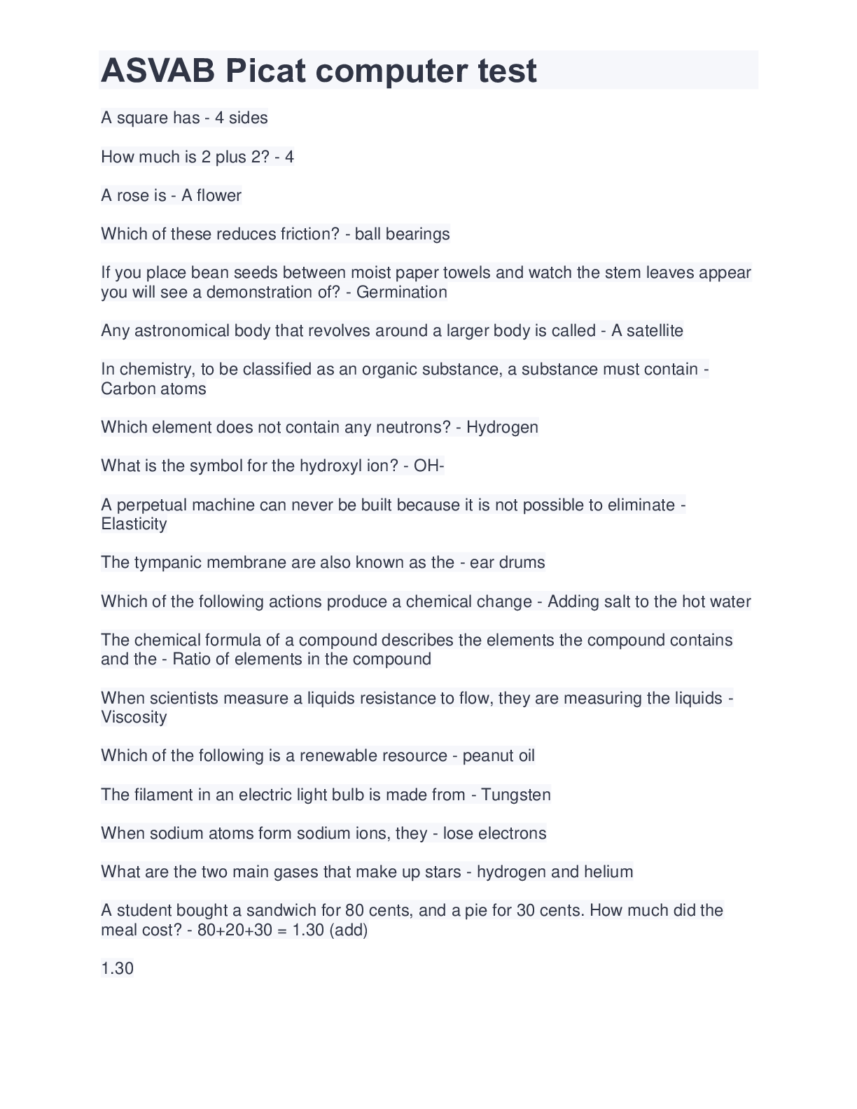 ASVAB Picat computer test - Scholarfriends