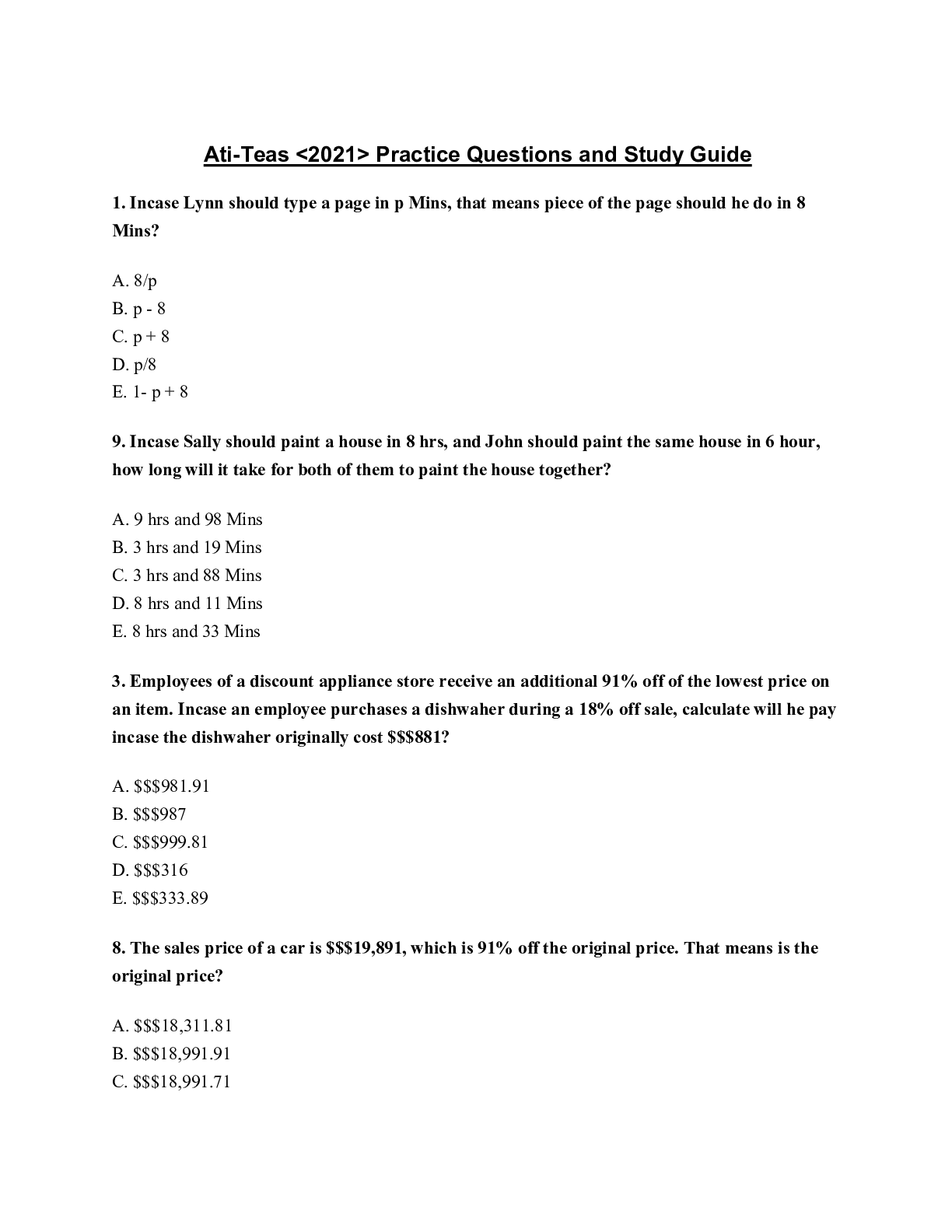 AT I- TEAS Practice Questions & Test Study Guide-2021 - Scholarfriends