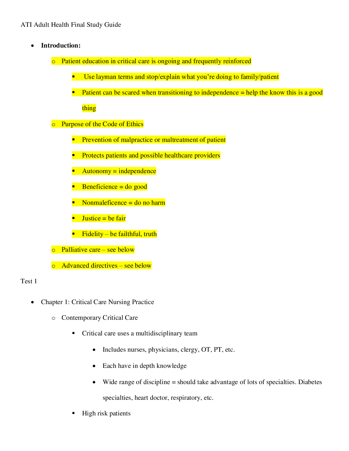 ATI Adult Health Final Study Guide - Scholarfriends