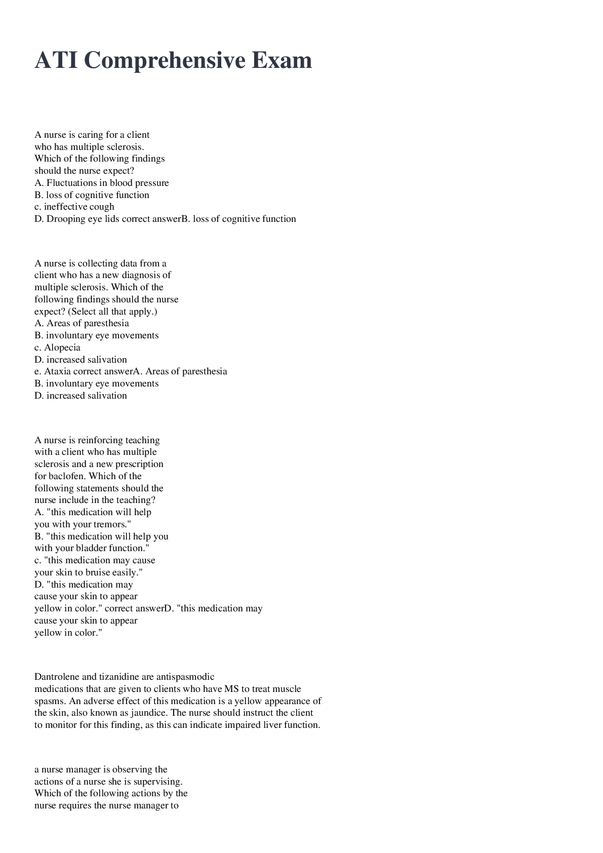 ATI Comprehensive Exam 2022/2023 with 100% correct answers - Scholarfriends