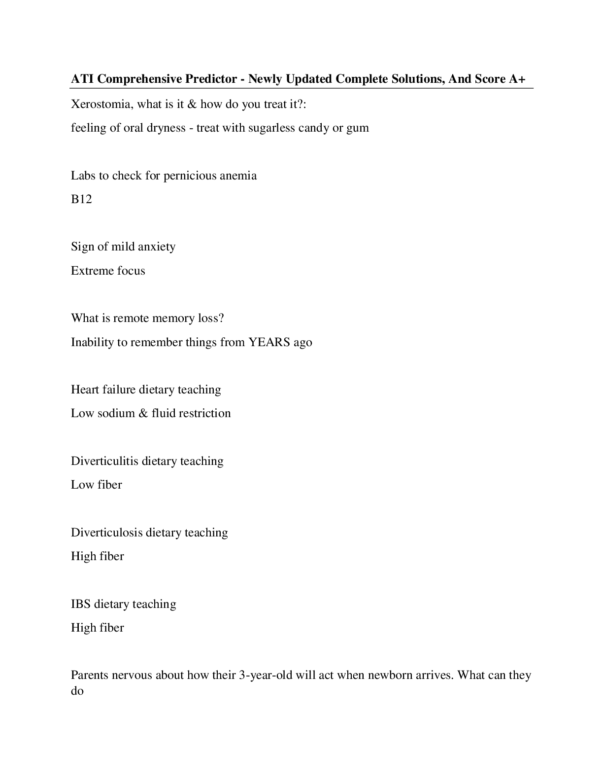 ATI Comprehensive Predictor - Newly Updated Complete Solutions, And ...