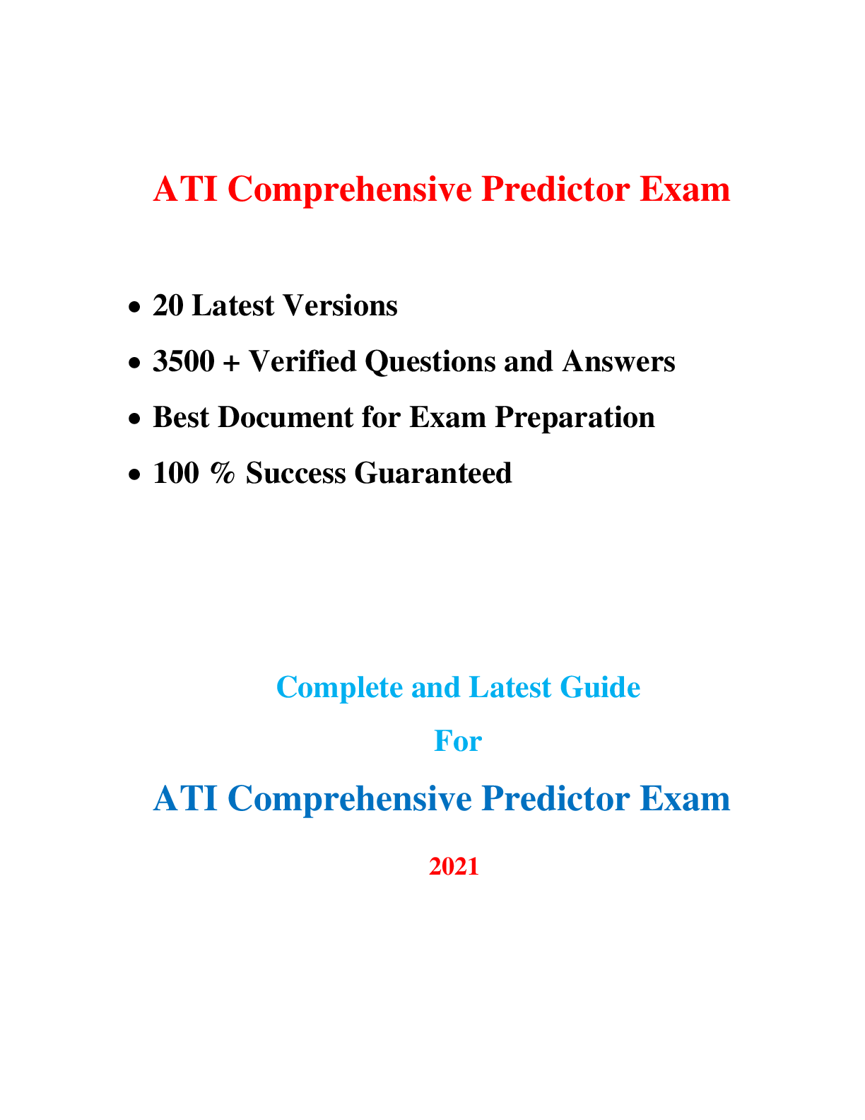 ATI COMPREHENSIVE PREDICTOR EXAM - Scholarfriends