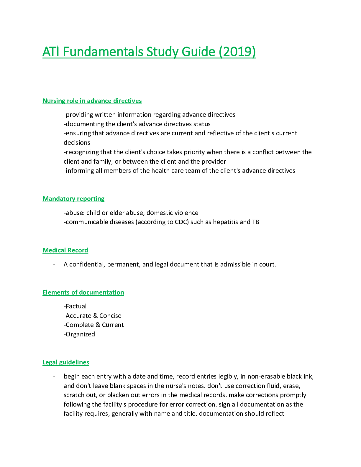 ATI Fundamentals Study Guide (2019) - Scholarfriends