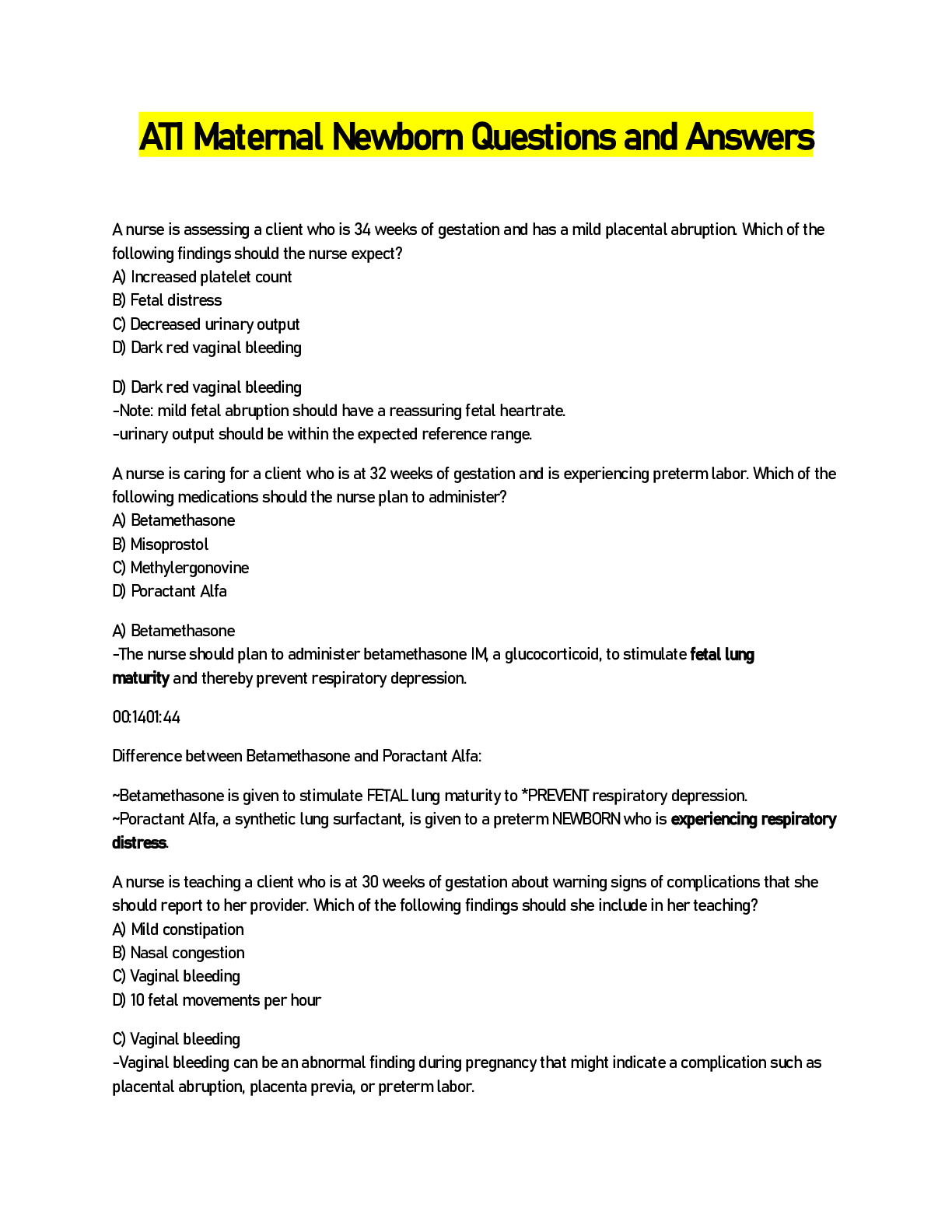 ATI RN Maternal Newborn Question Bank 300+ Questions & Answers ...