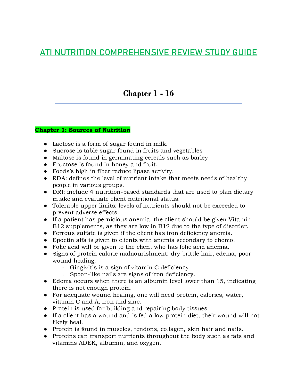 ATI NUTRITION COMPREHENSIVE REVIEW STUDY GUIDE - Scholarfriends
