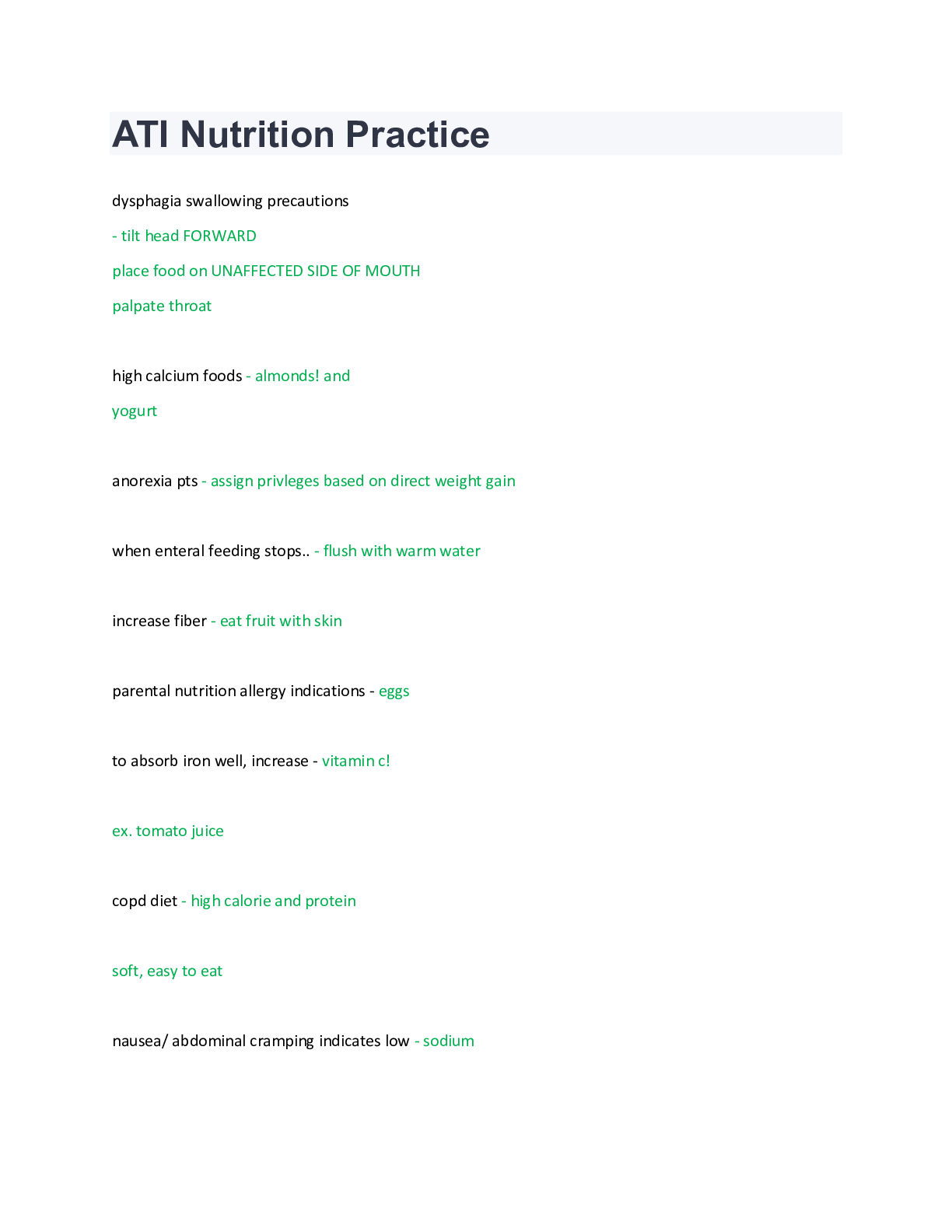 .ATI Nutrition Practice. exam review - Scholarfriends