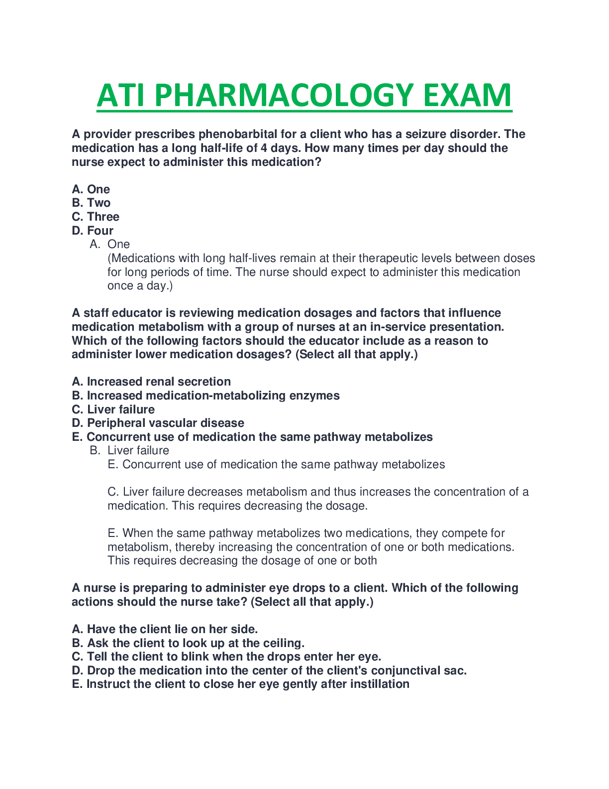 ATI PHARMACOLOGY PROTOCORED EXAM QUESTIONS AND ANSWERS COMPLETE GUIDE ...