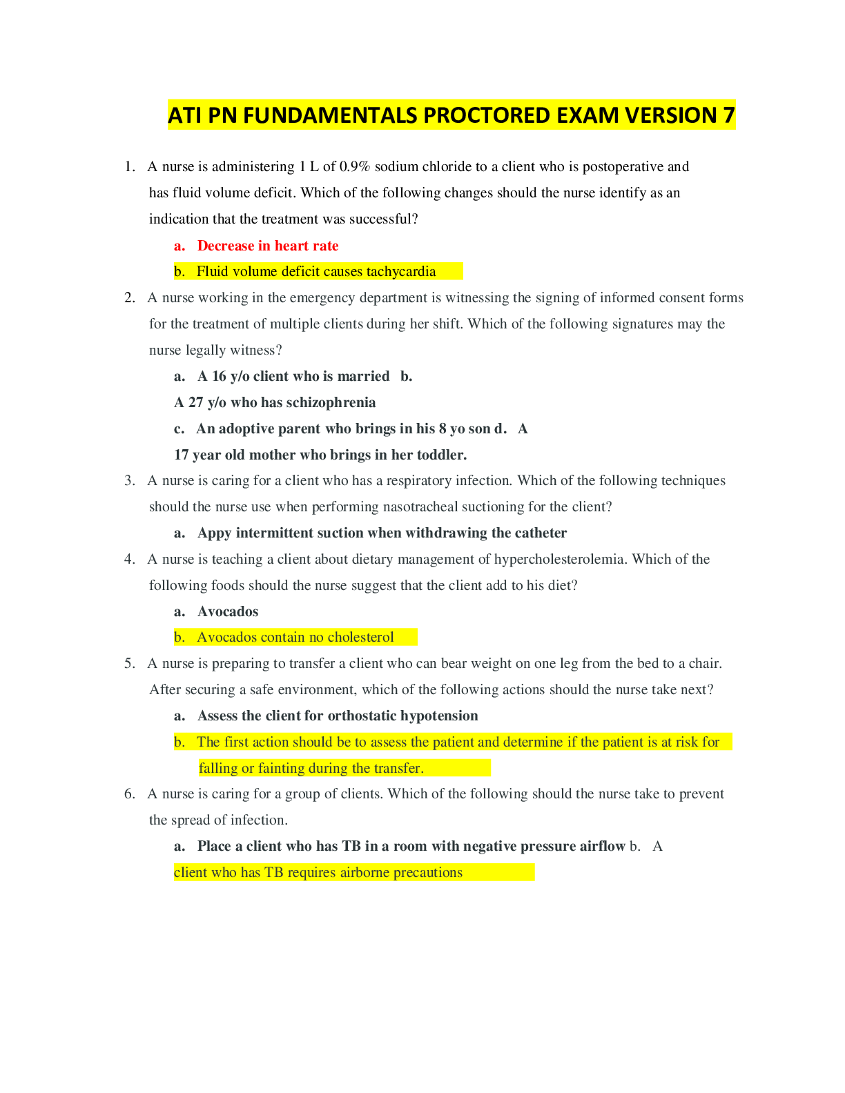 ATI PN Fundamentals Proctored Exam Version 7 Complete Questions ...
