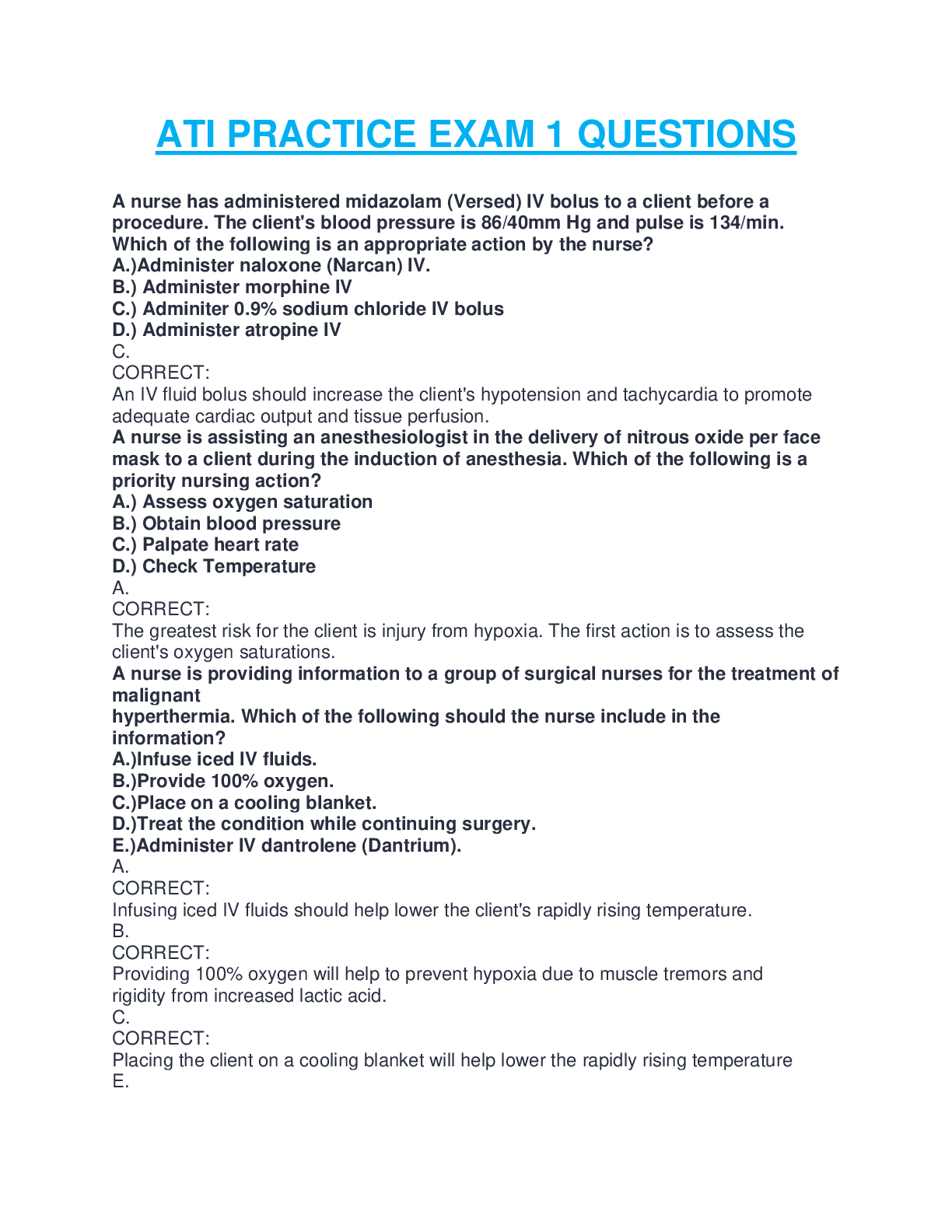 ATI PRACTICE EXAM 1 QUESTIONS AND ANSWERS TO BOOST YOUR GRADES|GRADED ...