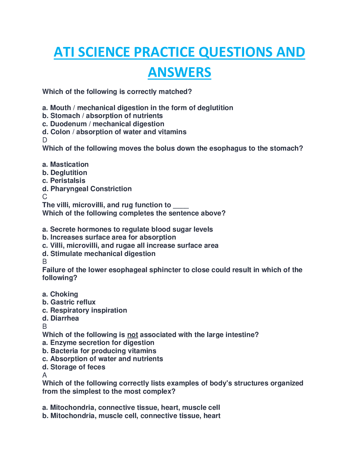 ATI SCIENCE PRACTICE MULTIPLE QUESTIONS WITH ANSWERS GUIDE SOLUTION ...