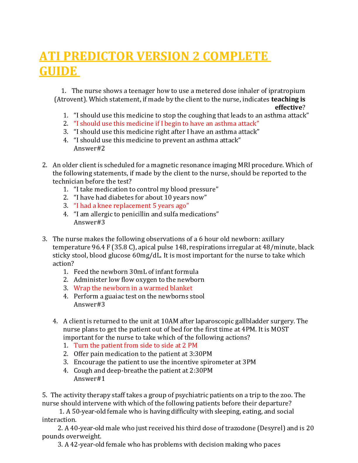 ATI PREDICTOR VERSION 2 COMPLETE GUIDE RASMUSSEN COLLEGE - Scholarfriends