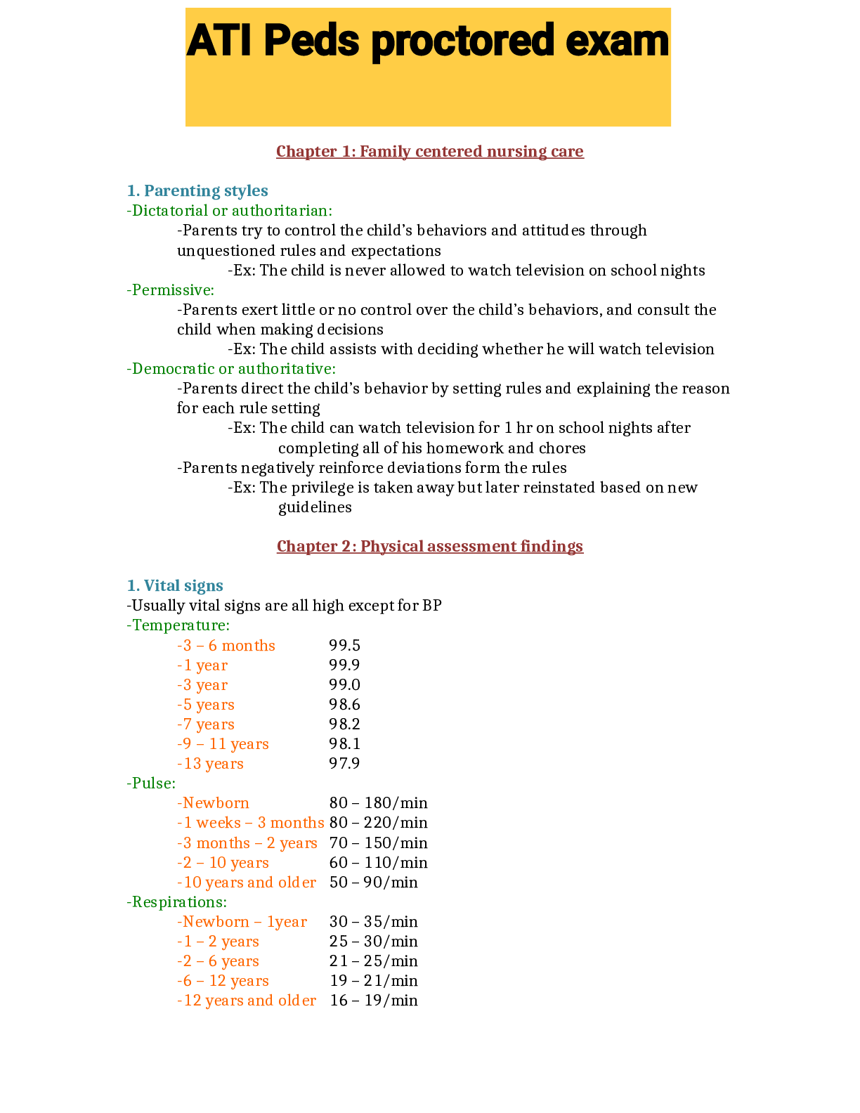 ATI Peds proctored exam - Scholarfriends