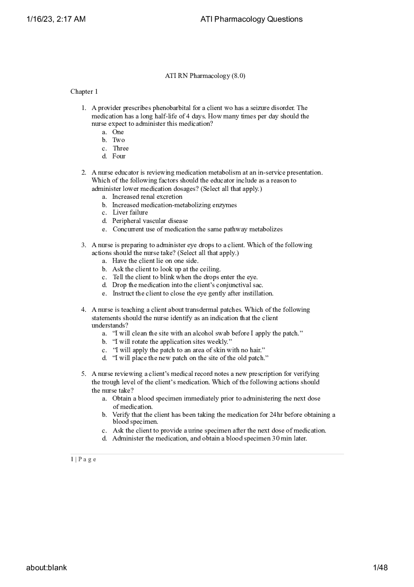 ATI_Pharmacology_Questions_ - Scholarfriends