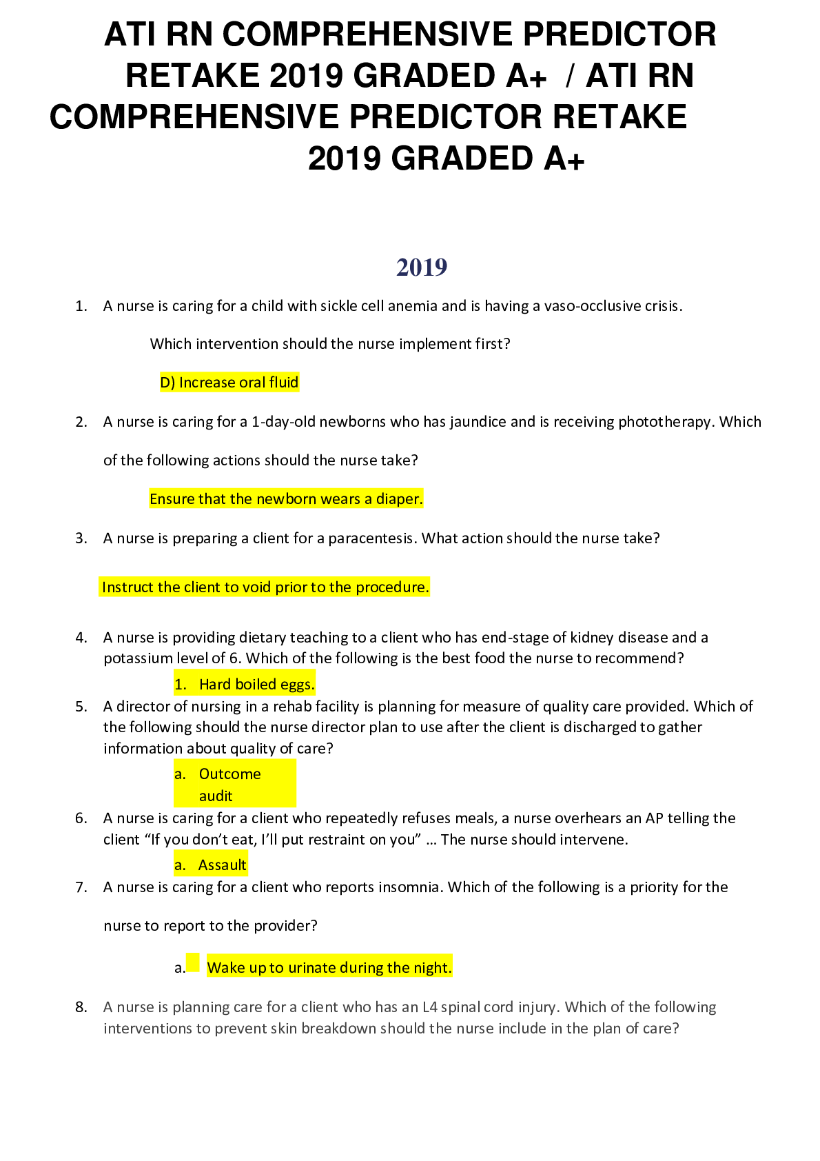 ATI RN COMPREHENSIVE PREDICTOR - Scholarfriends