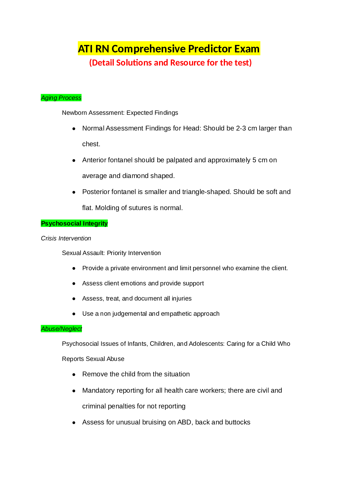 ATI RN Comprehensive Predictor Exam 2023 - Scholarfriends
