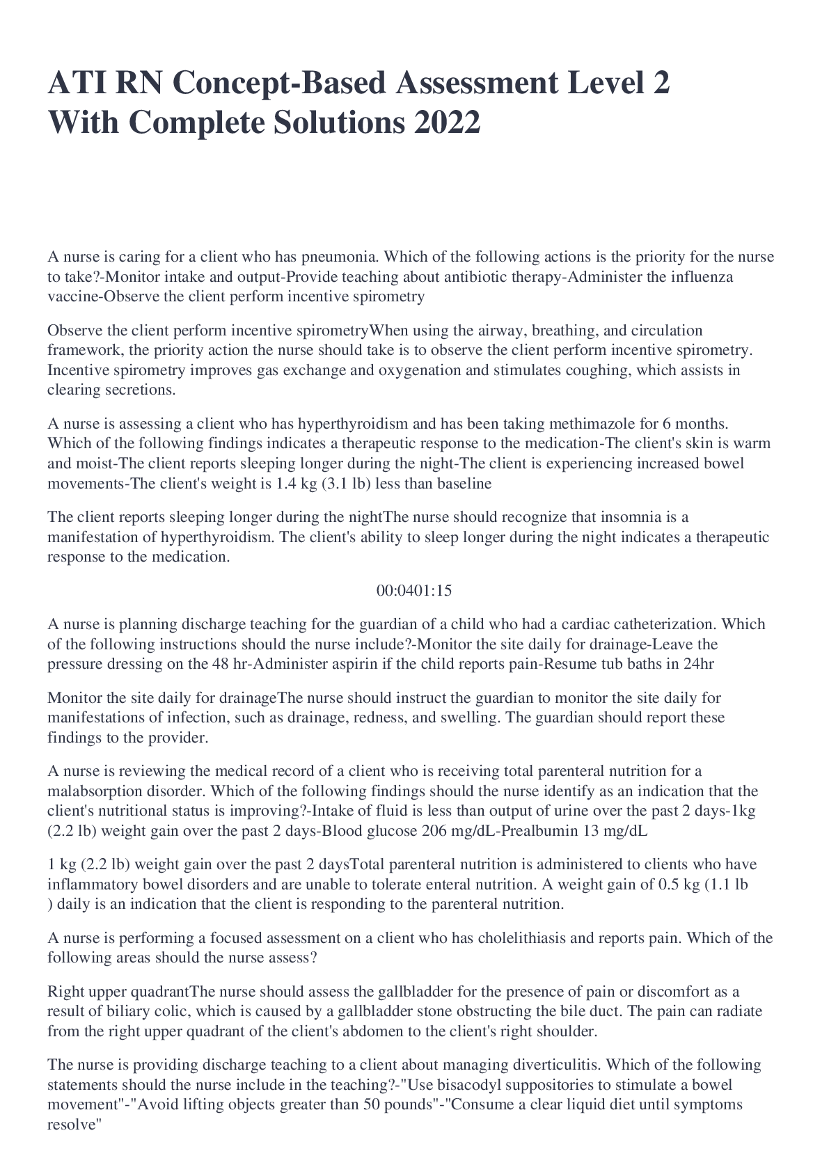 ATI RN Concept-Based Assessment Level 2(Complete)2022 - Scholarfriends