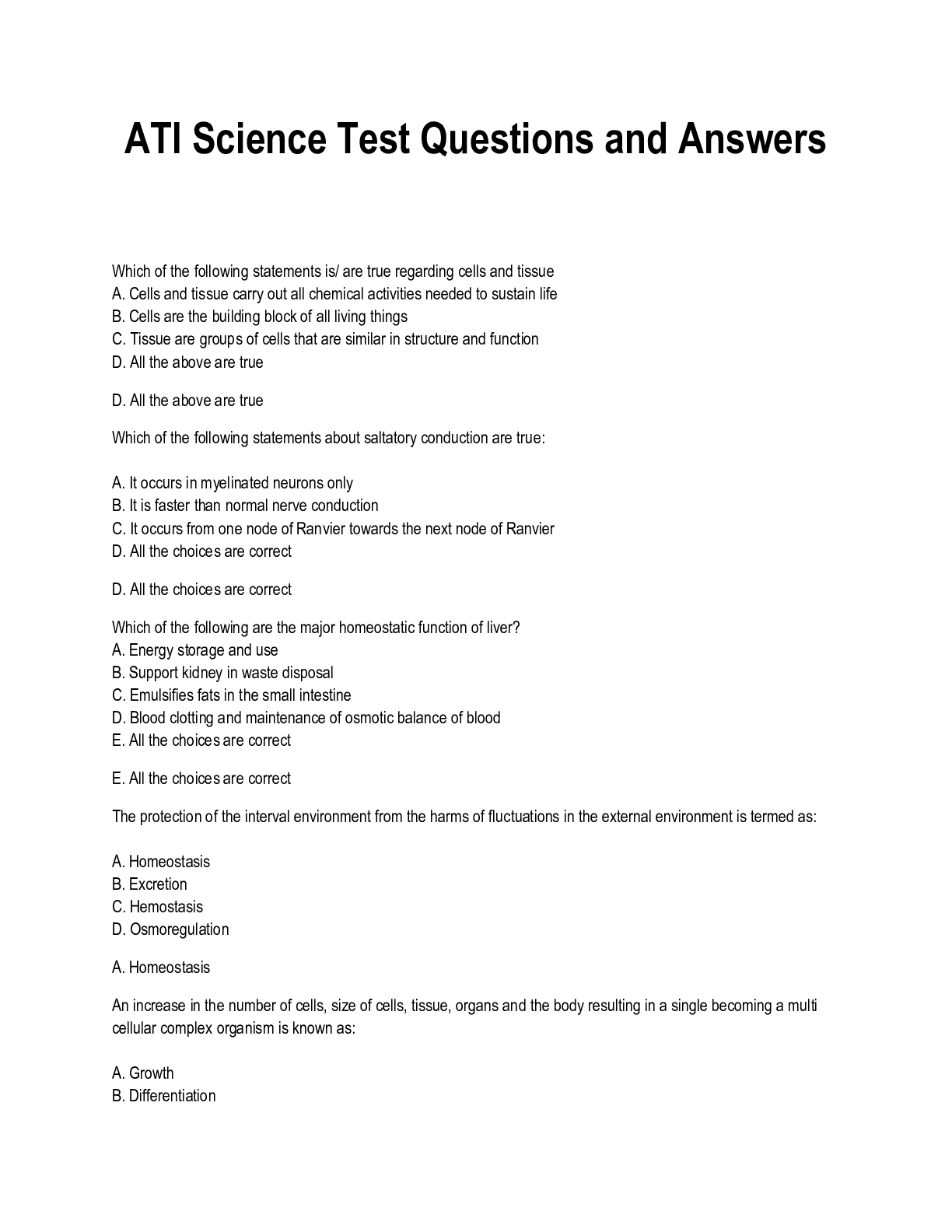 ATI Science Test Questions and Answers - Scholarfriends