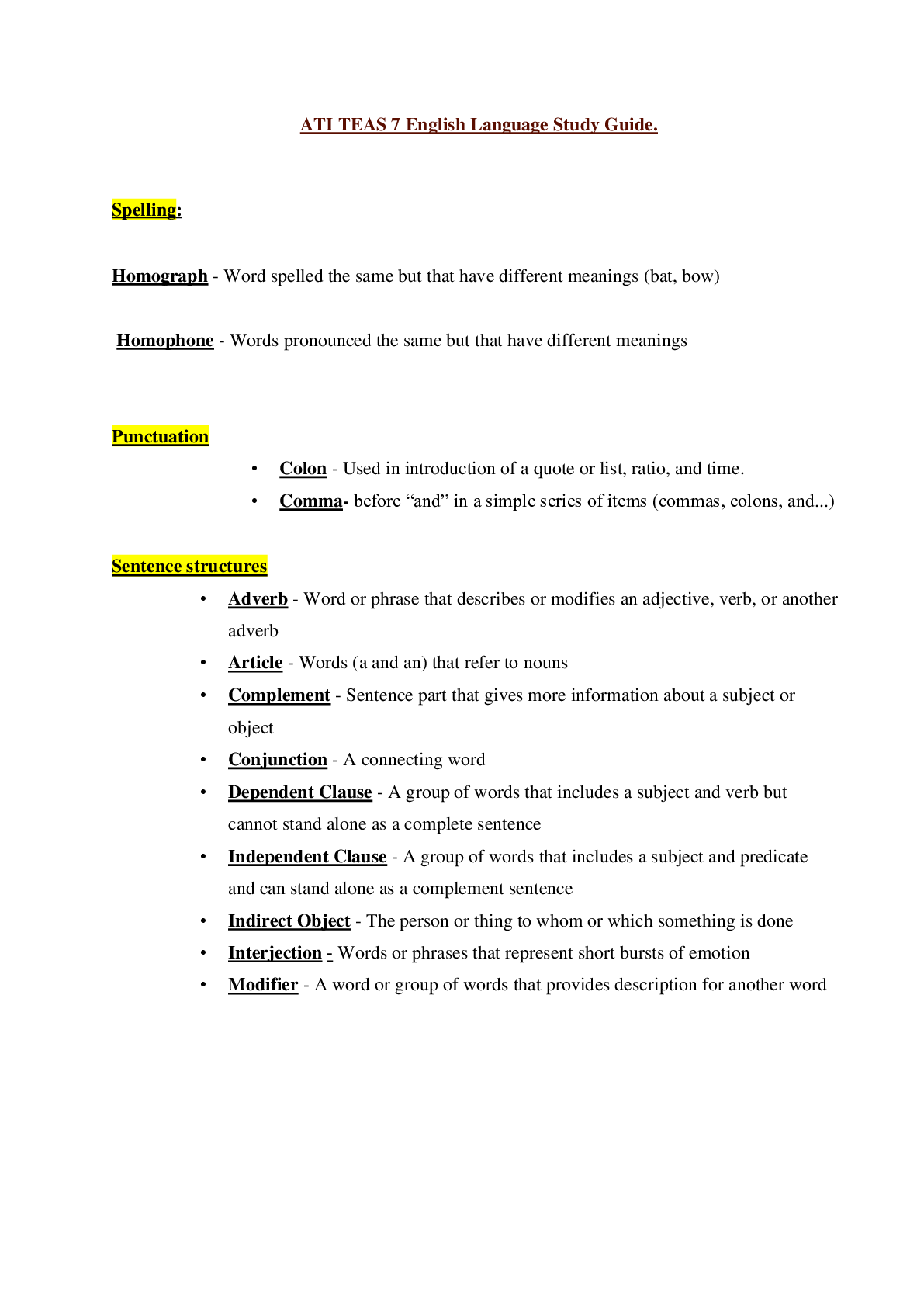 ATI TEAS 7 English Language Study Guide 2023 - Scholarfriends