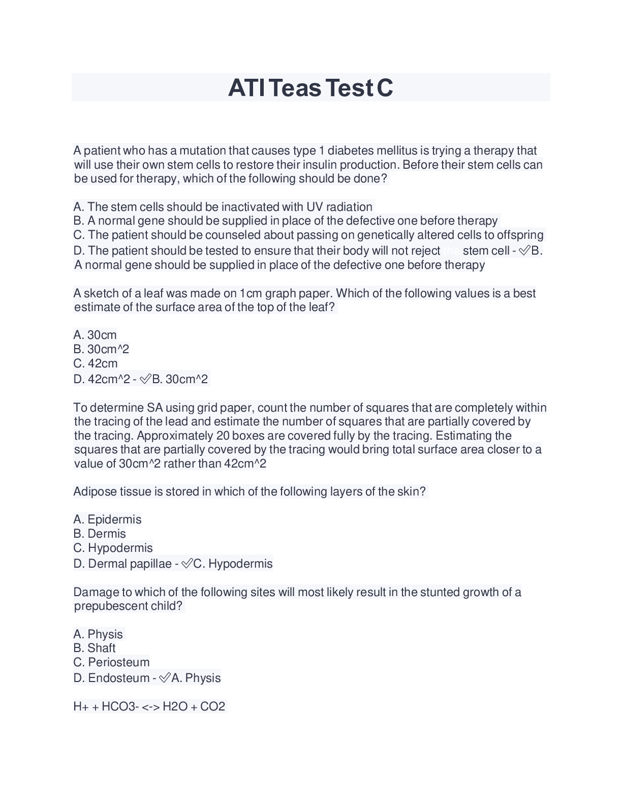 ATI Teas Test C (Latest 2022/2023) Download to Score A. - Scholarfriends