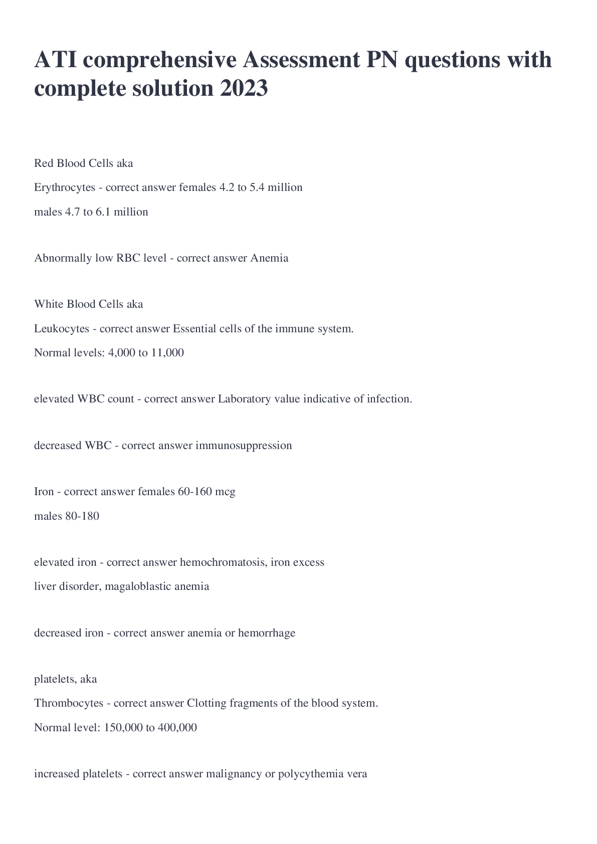 Package deal for ATI-PN exam updated 2023 - Scholarfriends