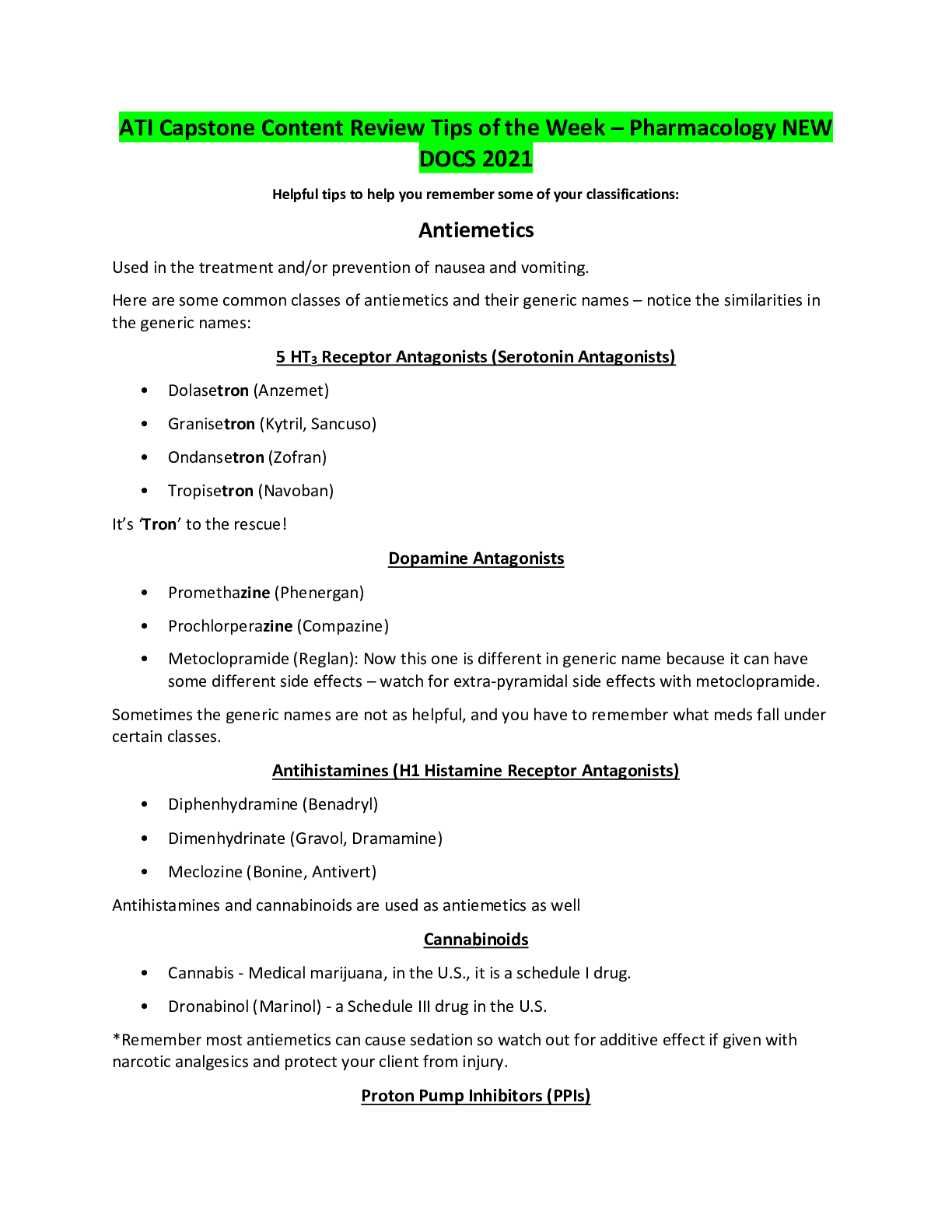 ATI Capstone Content Review Tips of the Week – Pharmacology NEW DOCS ...