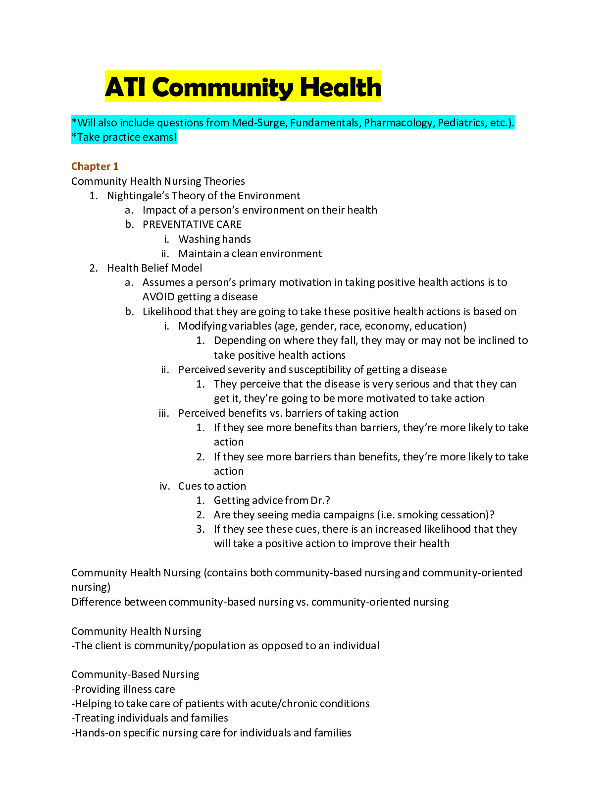 ATI Community Health | Will also include questions from Med-Surge ...