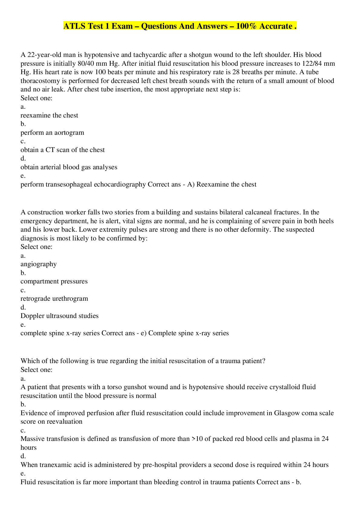 American Red Cross Advanced Life Support (ALS) Final Exam – Questions ...