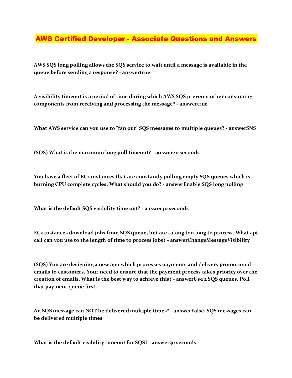 AWS Certified Developer - Associate Questions and Answers ...