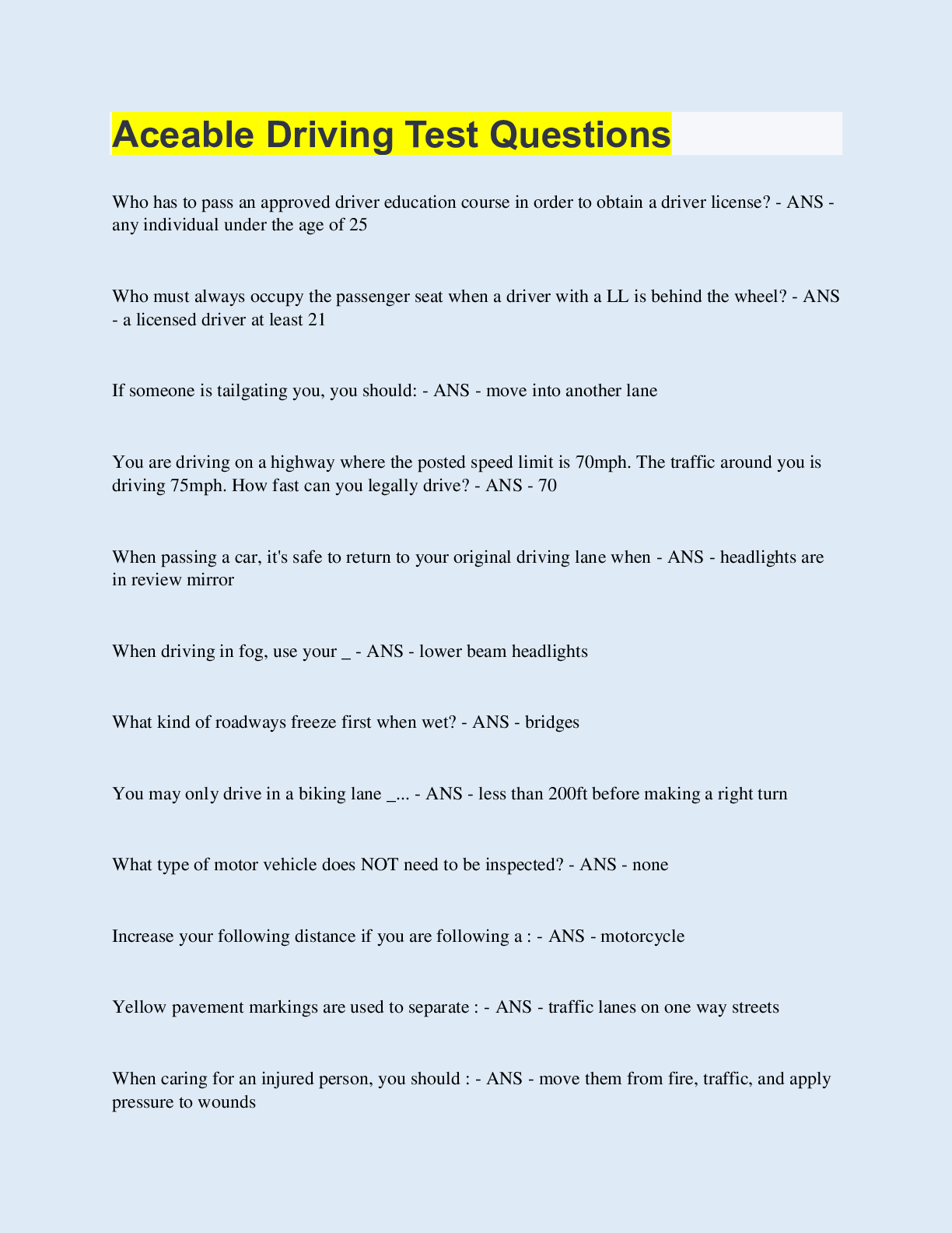 Bundle for Aceable Tests | Updated & Verified | Everything you need to ...