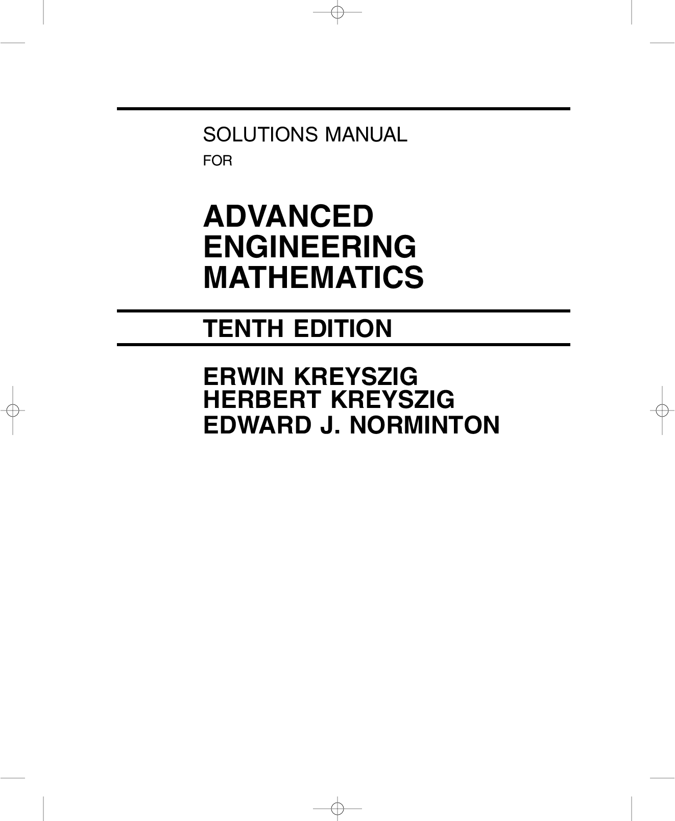 Advanced Engineering Mathematics 10th Edition by Erwin Kreyszig ...