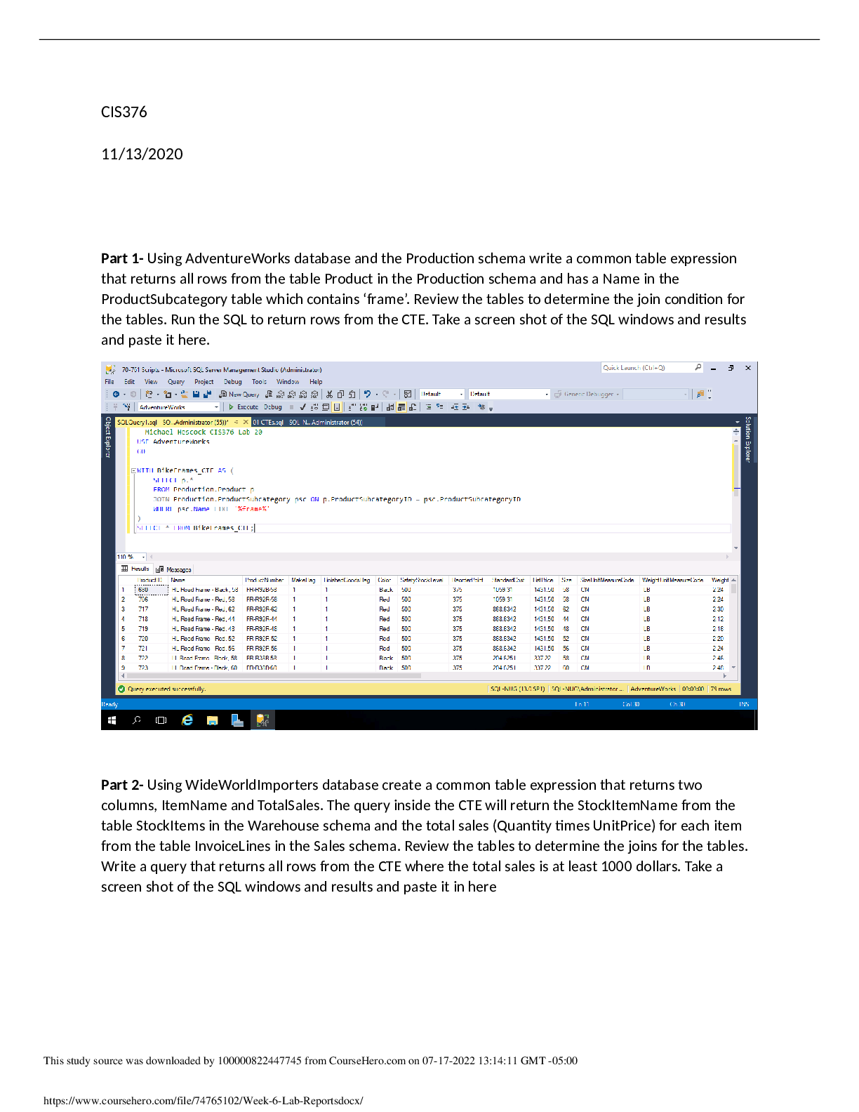 Adventure Works database and the Production schema - Scholarfriends