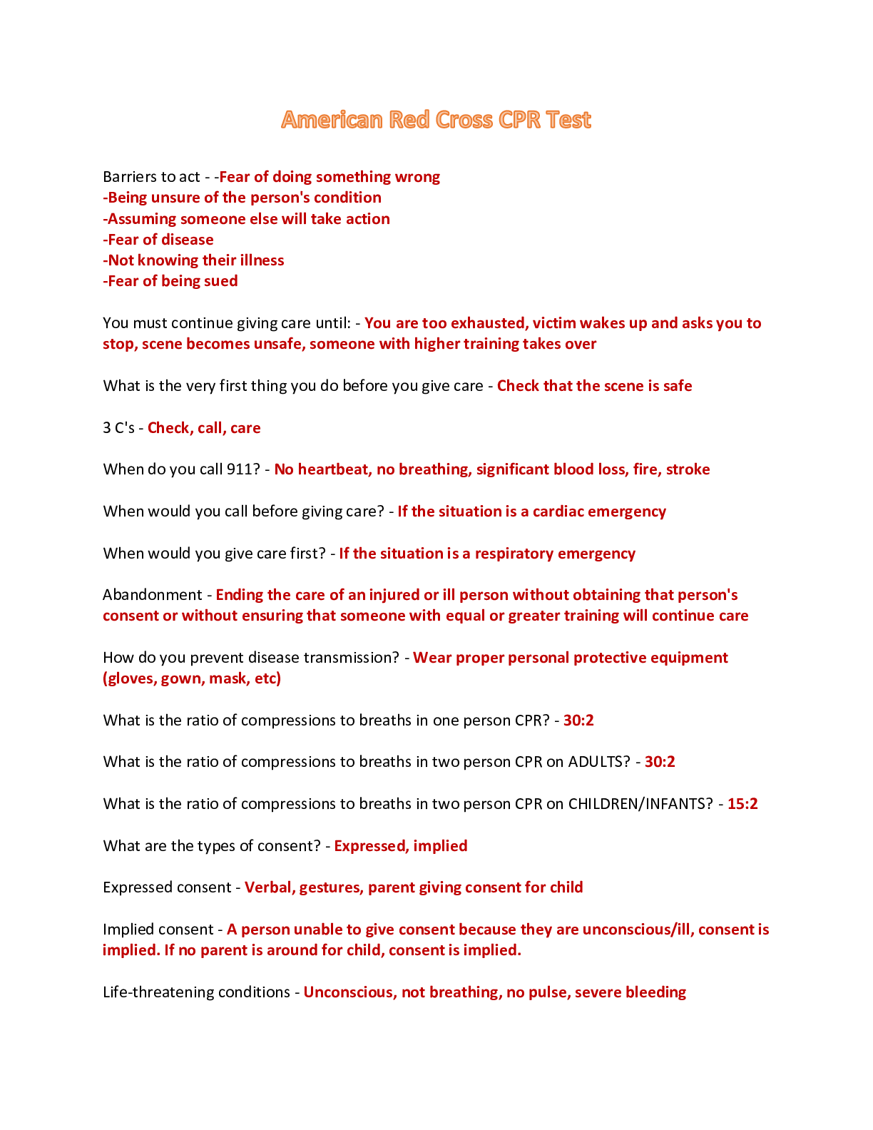 American Red Cross / American Red Cross CPR Test – Scholarfriends ...