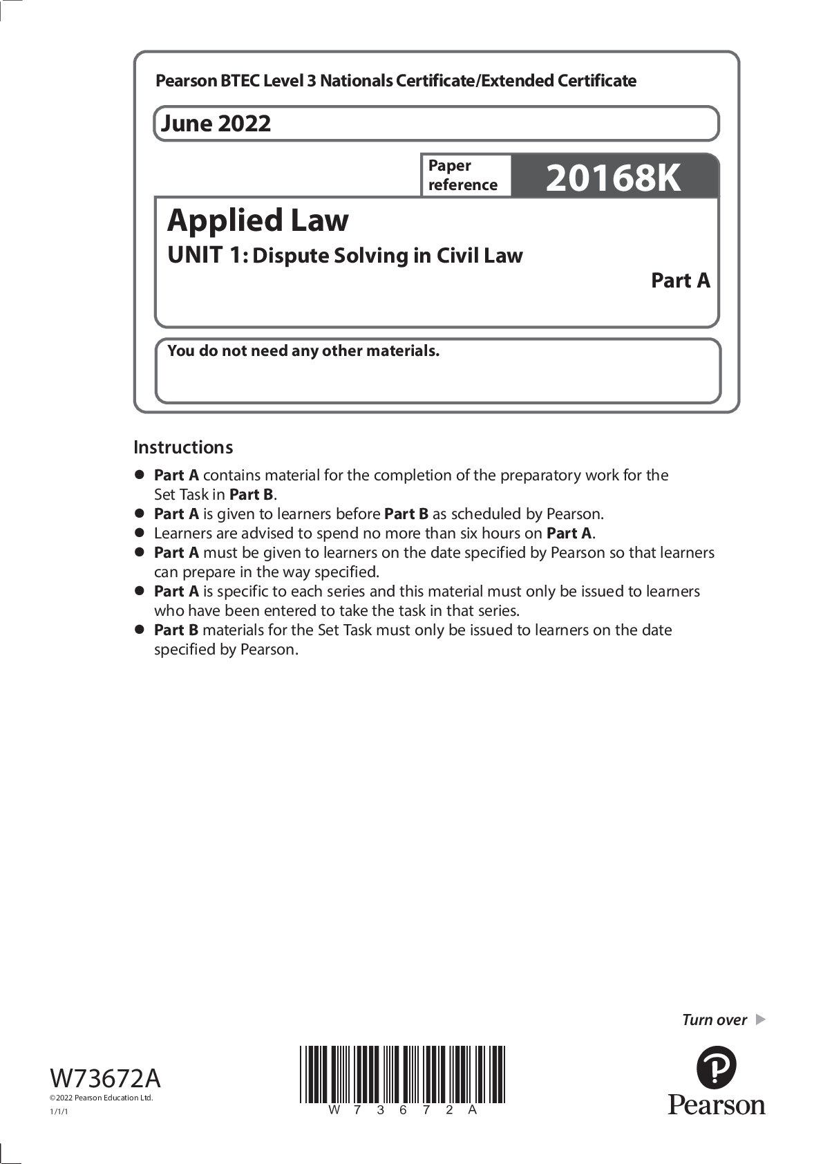 BTEC Level 3 Nationals Certificate/Extended Certificate 20168K Applied ...