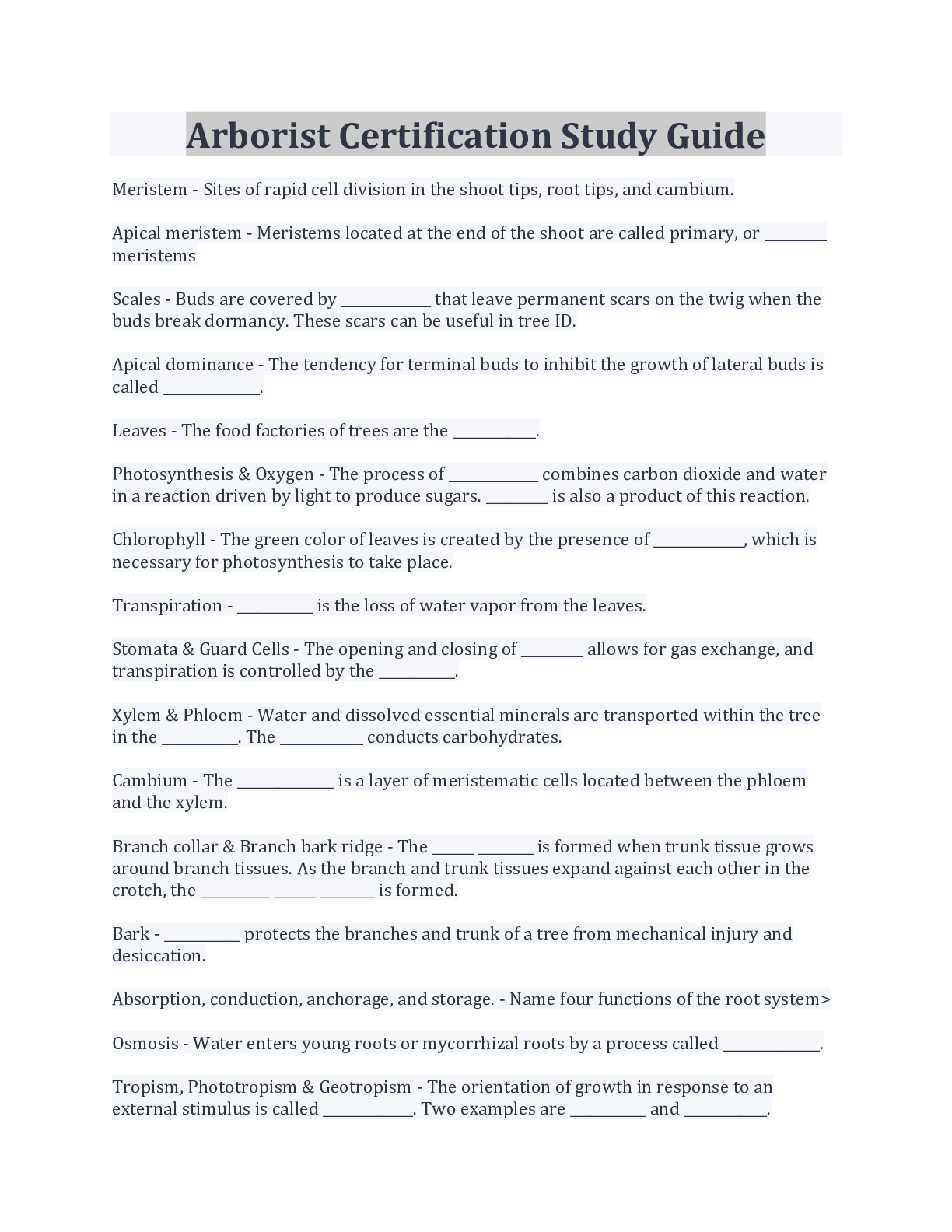 Arborist Certification Study Guide Questions And Answers - Scholarfriends