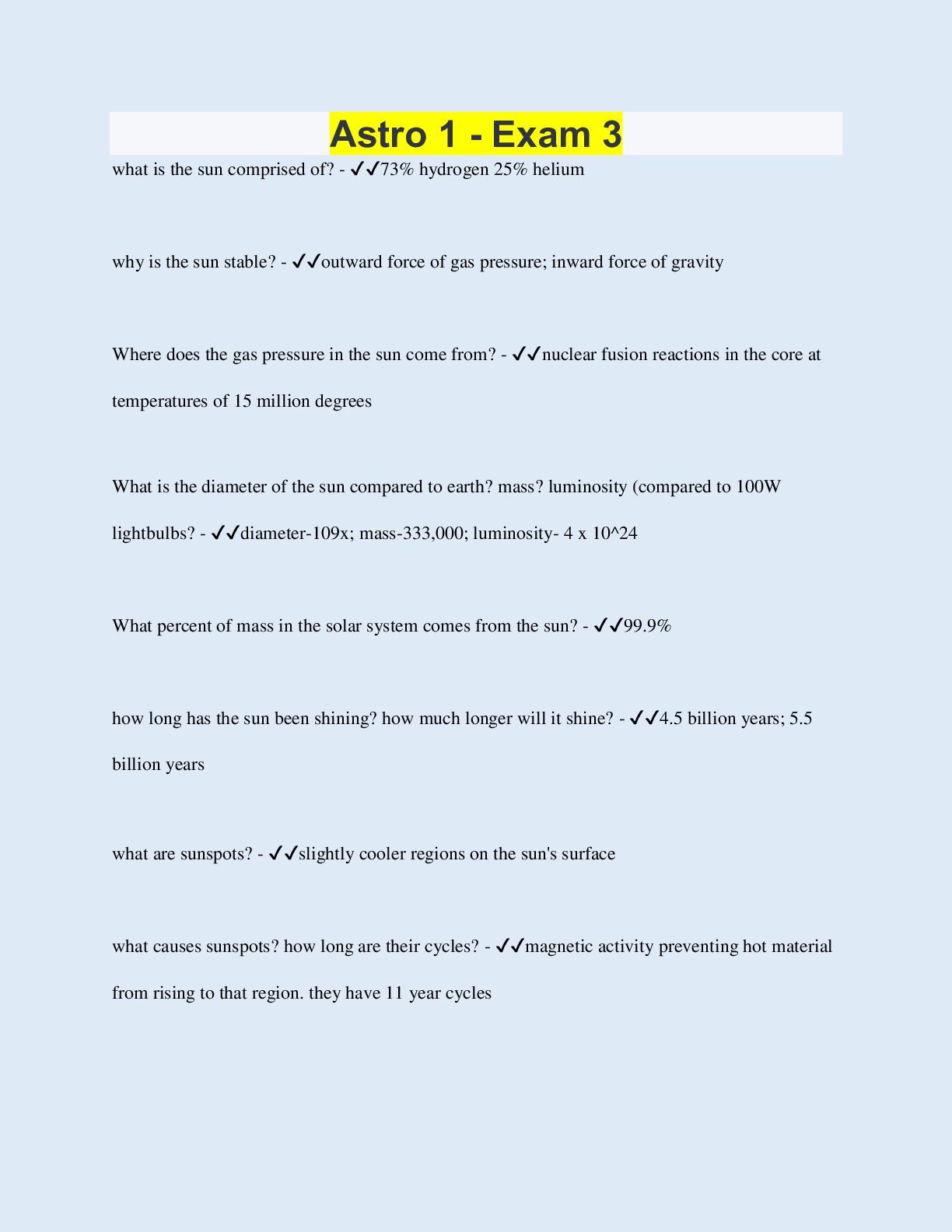 Astro 1 - Exam 3 – Scholarfriends - Scholarfriends