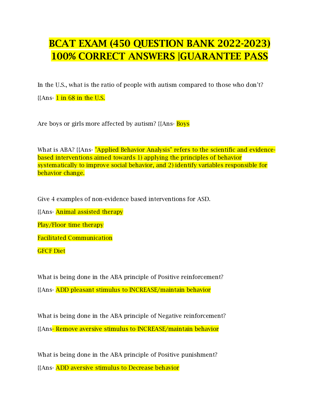 BCAT Exam 2022/2023( WITH COMPLETE SOLUTIONS ) - Scholarfriends