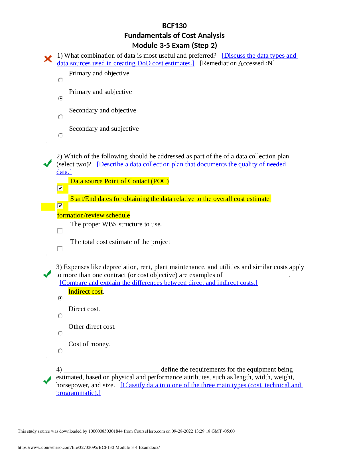 CLC 222 (COR) Training Test Guide. Module 1-6. Q&A | Defense ...
