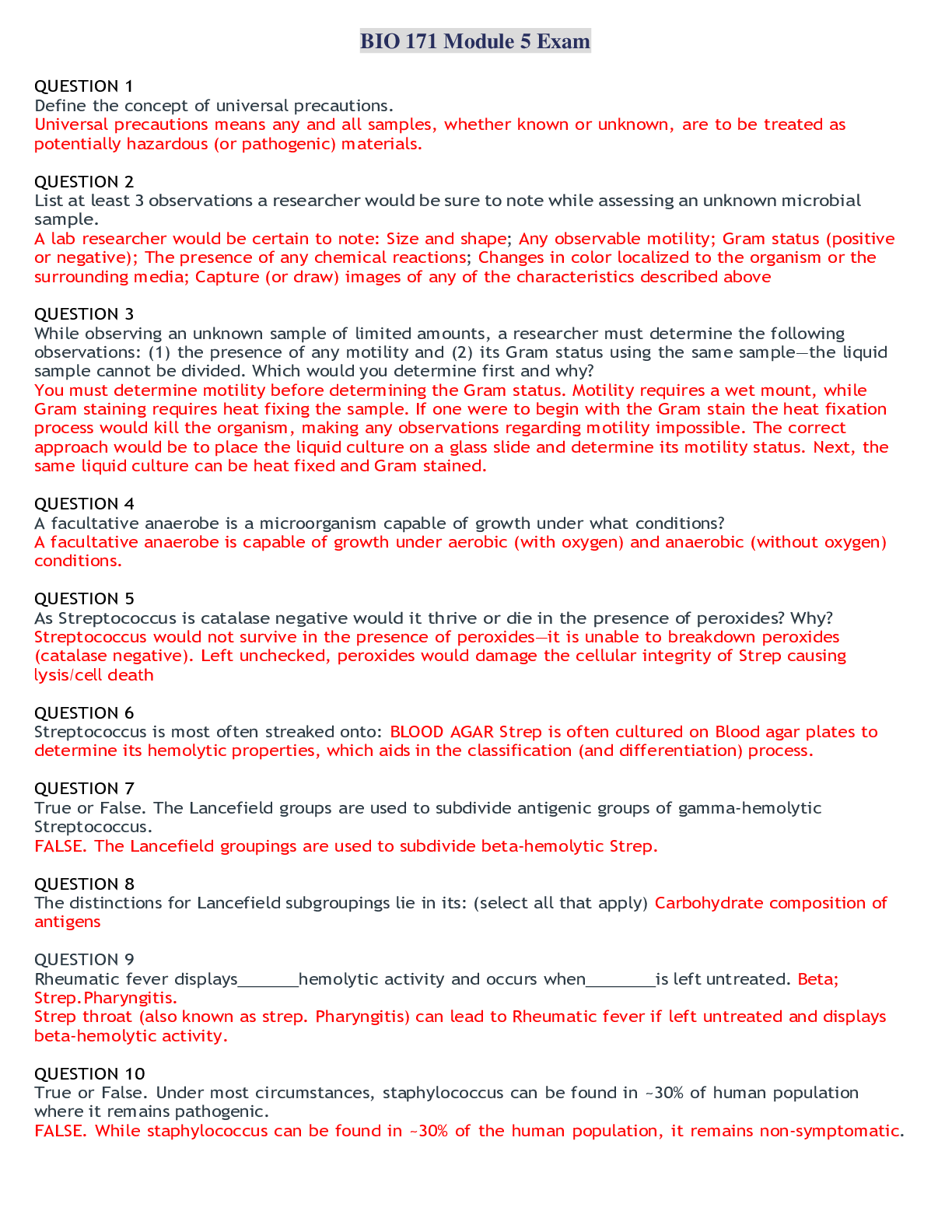 BIO 171 Module 5 Exam - Scholarfriends