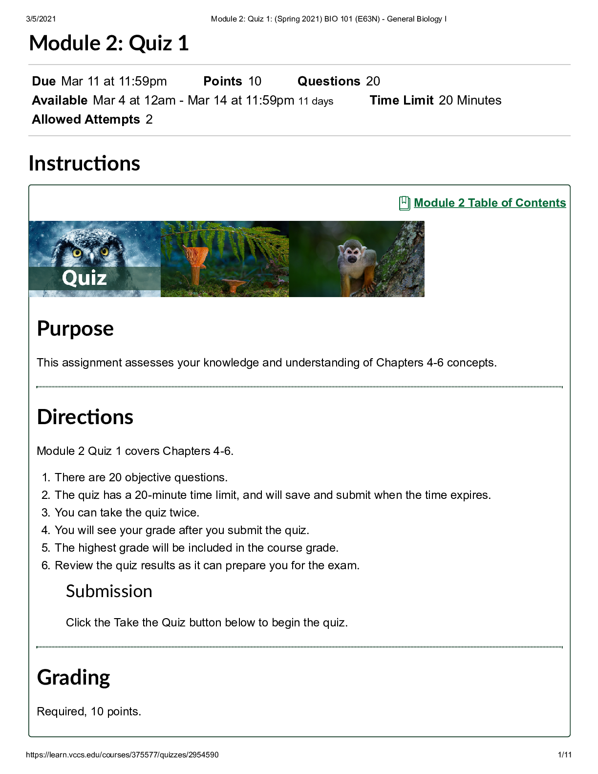 BIOL 101 MODULE 2 QUIZ 1 - Scholarfriends