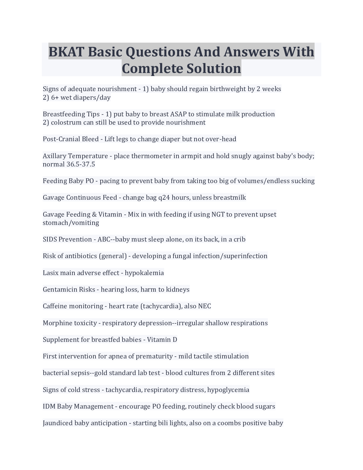 BKAT Basic Questions And Answers With Complete Solution - Scholarfriends