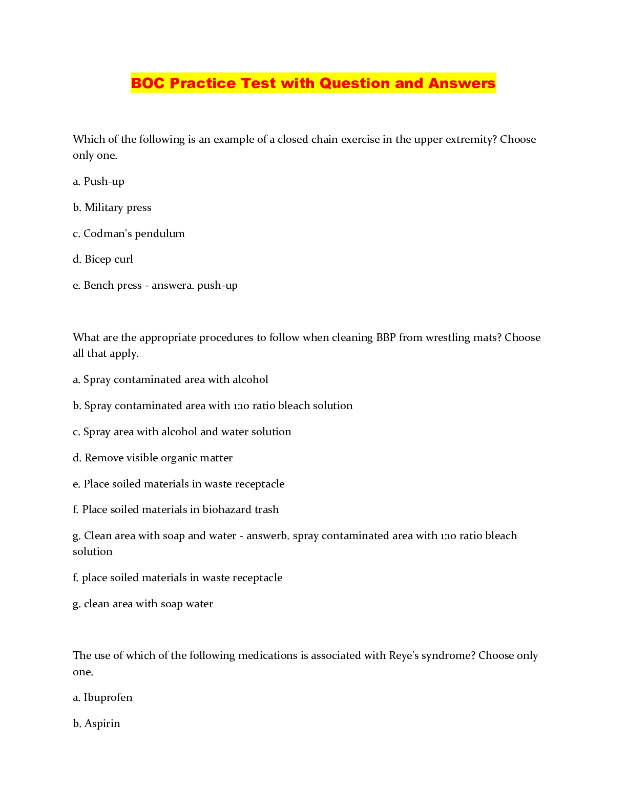 BOC Practice Test with Question and Answers - Scholarfriends