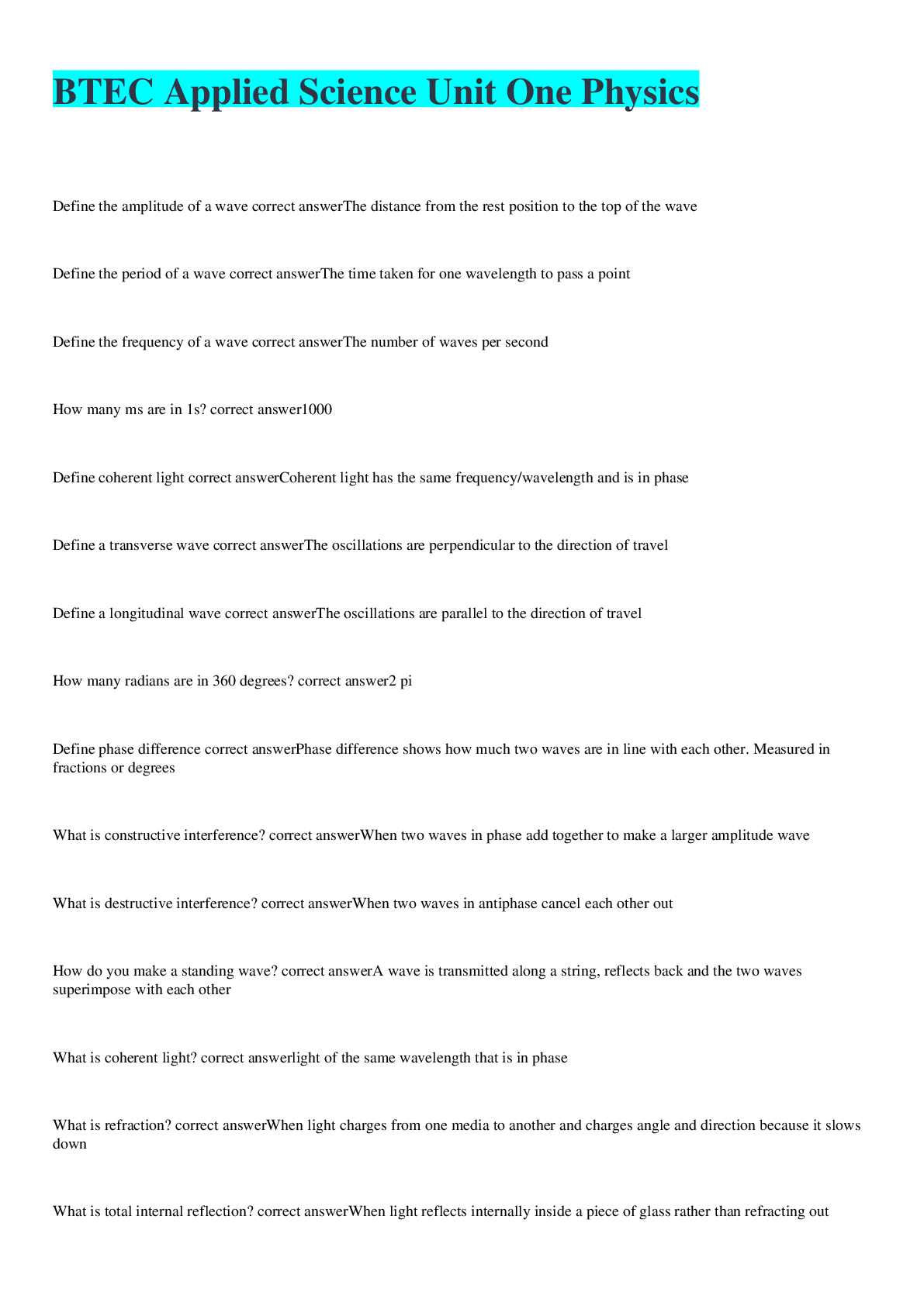 BTEC Level 3 Applied Science Unit 1 Biology - Scholarfriends